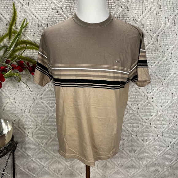Quiksilver | Shirts | Quicksilver Tan Short Sleeve Striped Shirt | Poshmark
